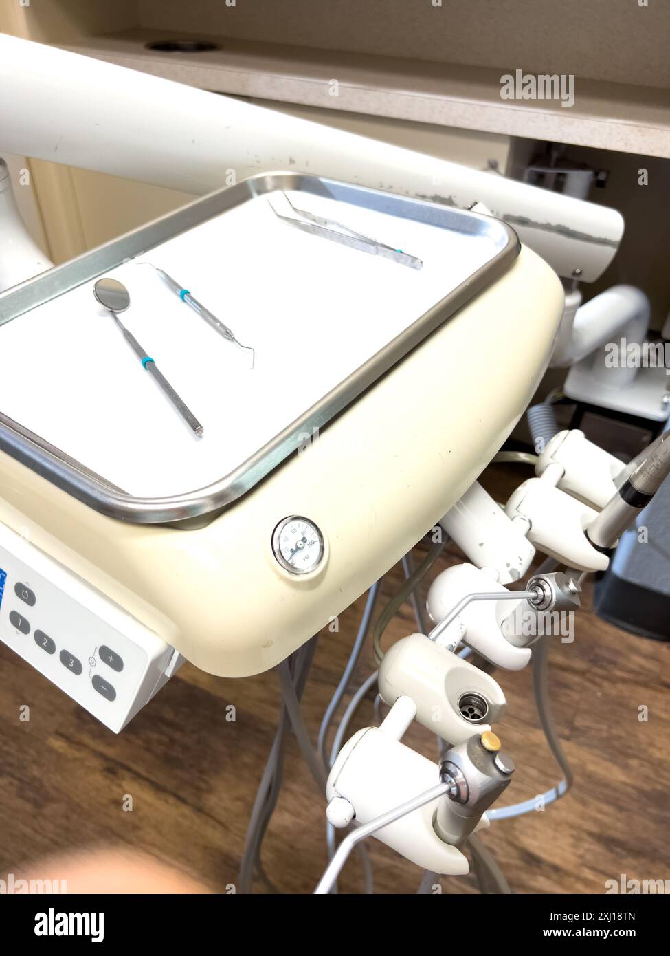 Dental Tools on Tray in Modern Dental Office Stock Photo - Alamy