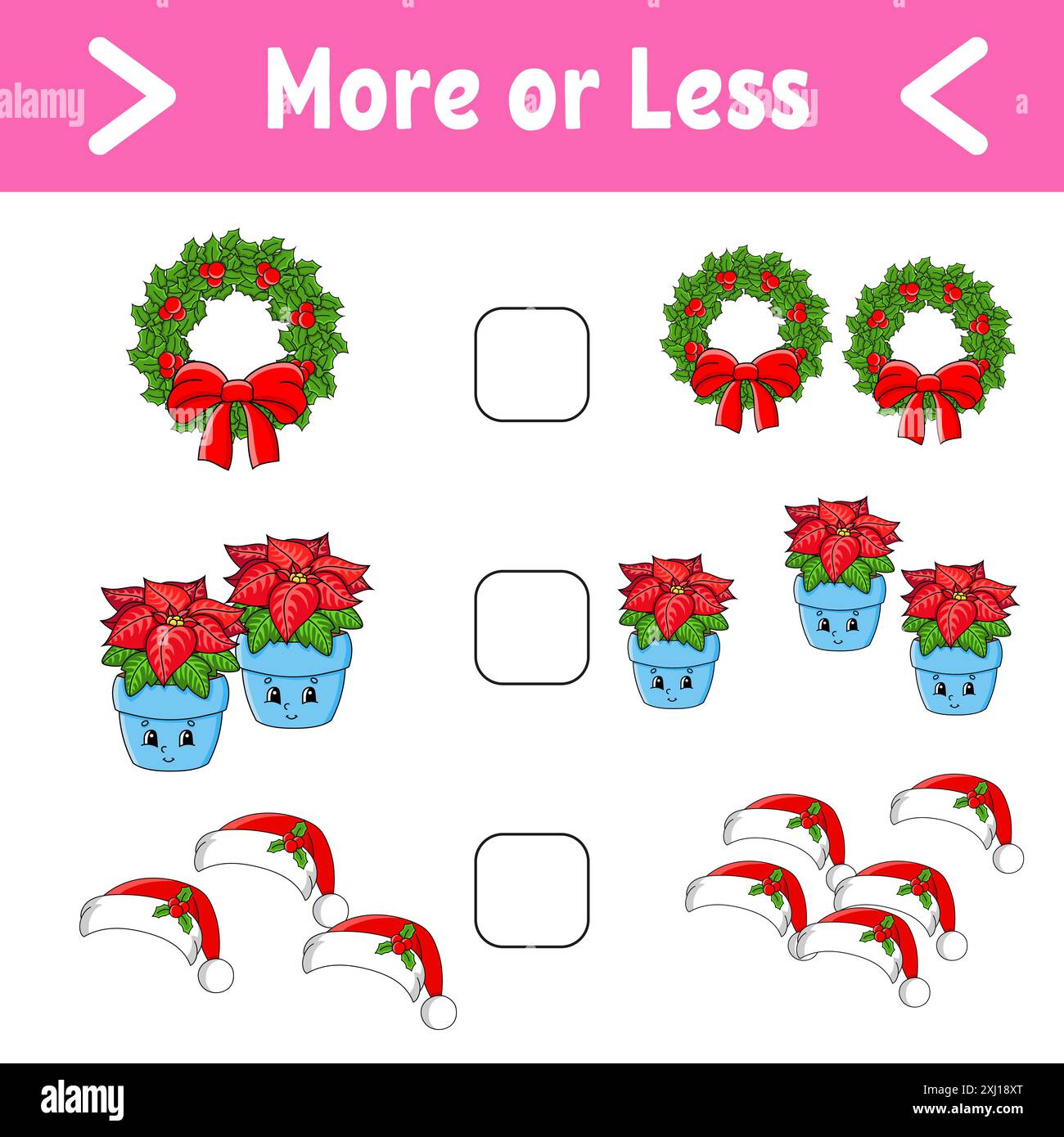 More or less. Educational activity worksheet for kids and toddlers ...