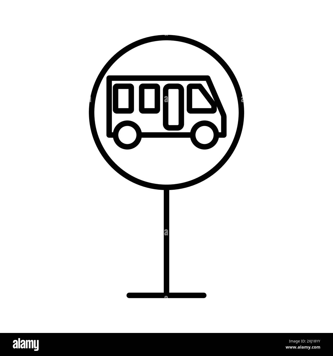 Bus sign icon linear logo mark set collection in black and white for ...