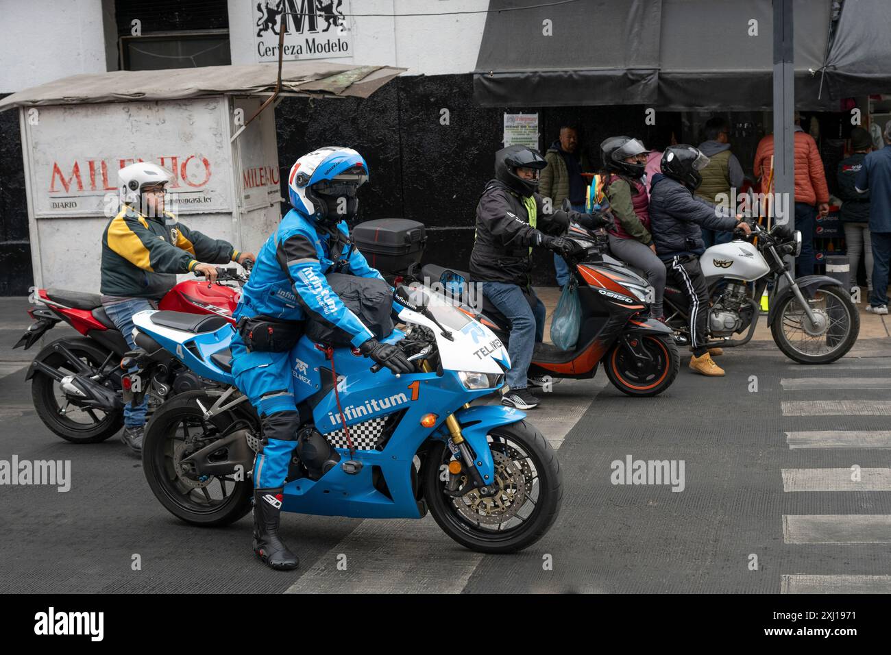 Motorcycles on the street in Mexico City, Cuauhtémoc, Mexico Stock ...
