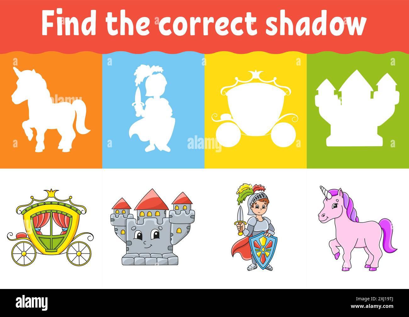 Find the correct shadow. Education worksheet. Matching game for kids ...