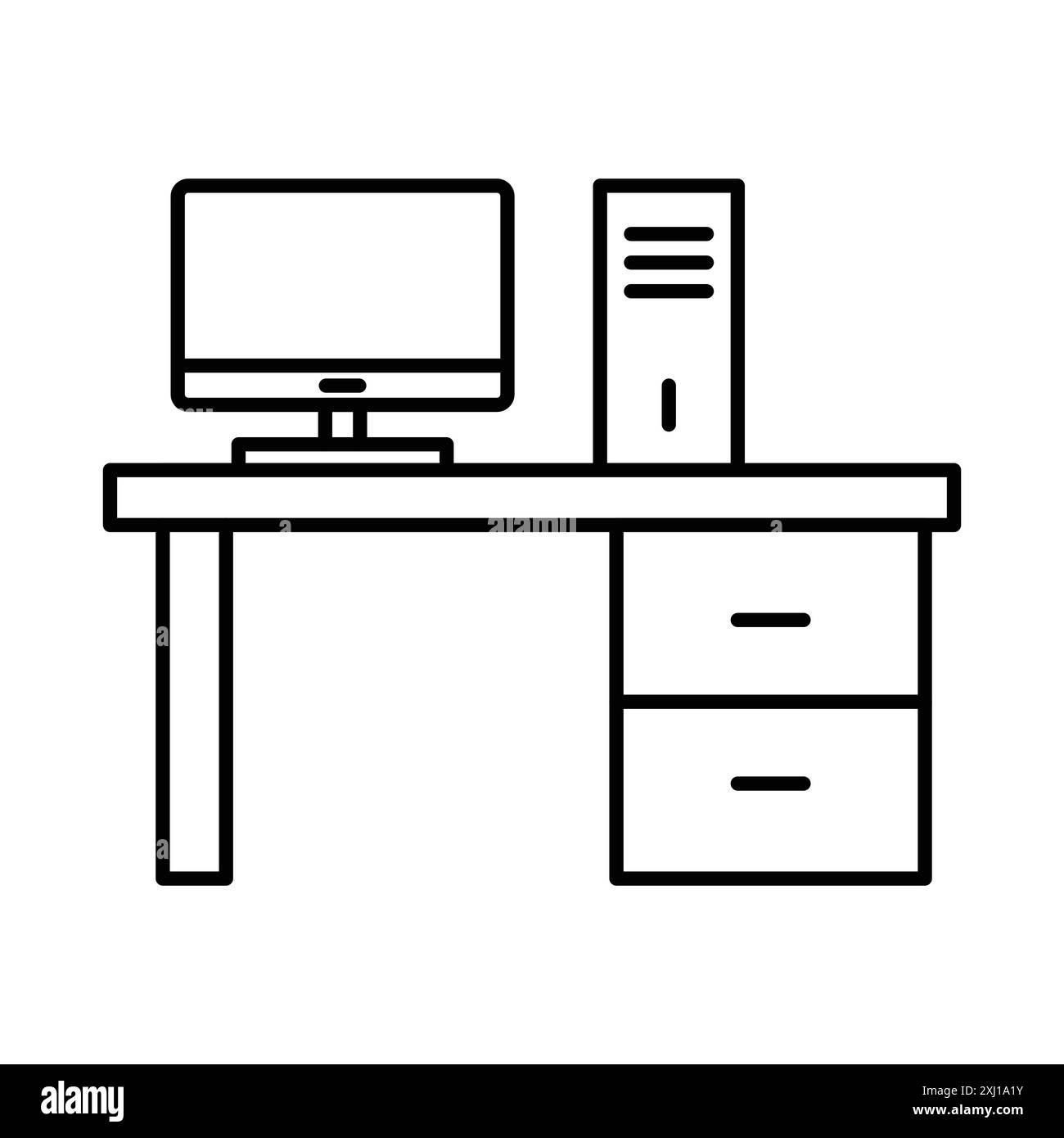 desk icon linear logo mark set collection in black and white for web ...