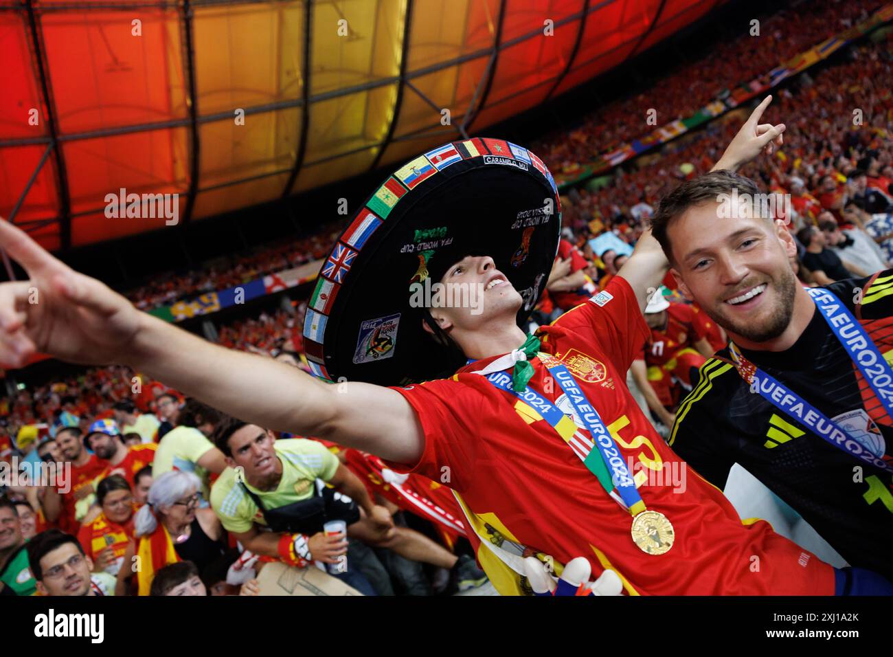 Fermin Lopez, Alex Remiro seen celebrating after winning UEFA Euro 2024 ...