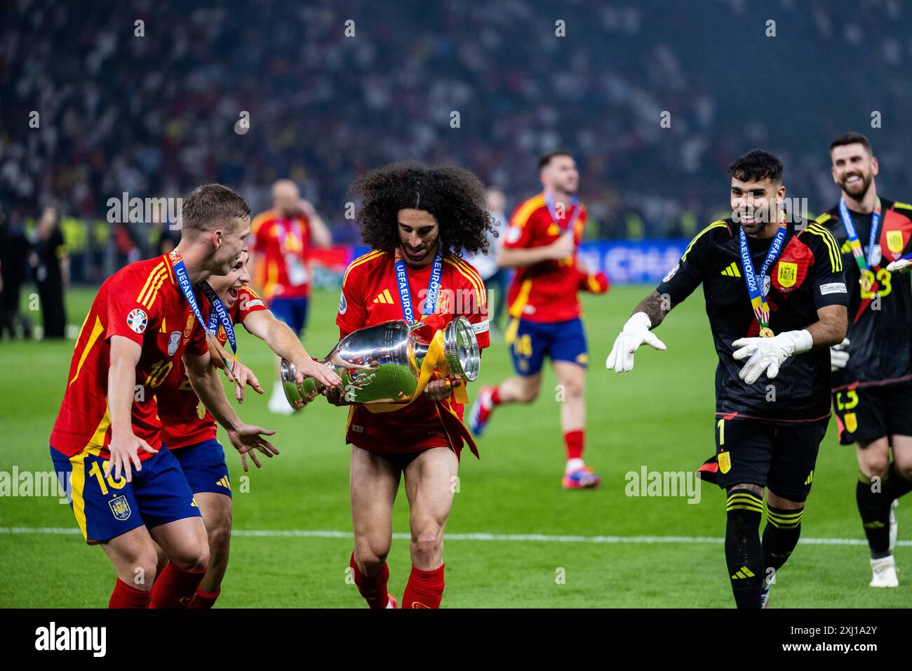 BERLIN, GERMANY - JULY 14: Dani Olmo, Fermin Lopez, Marc Cucurella ...