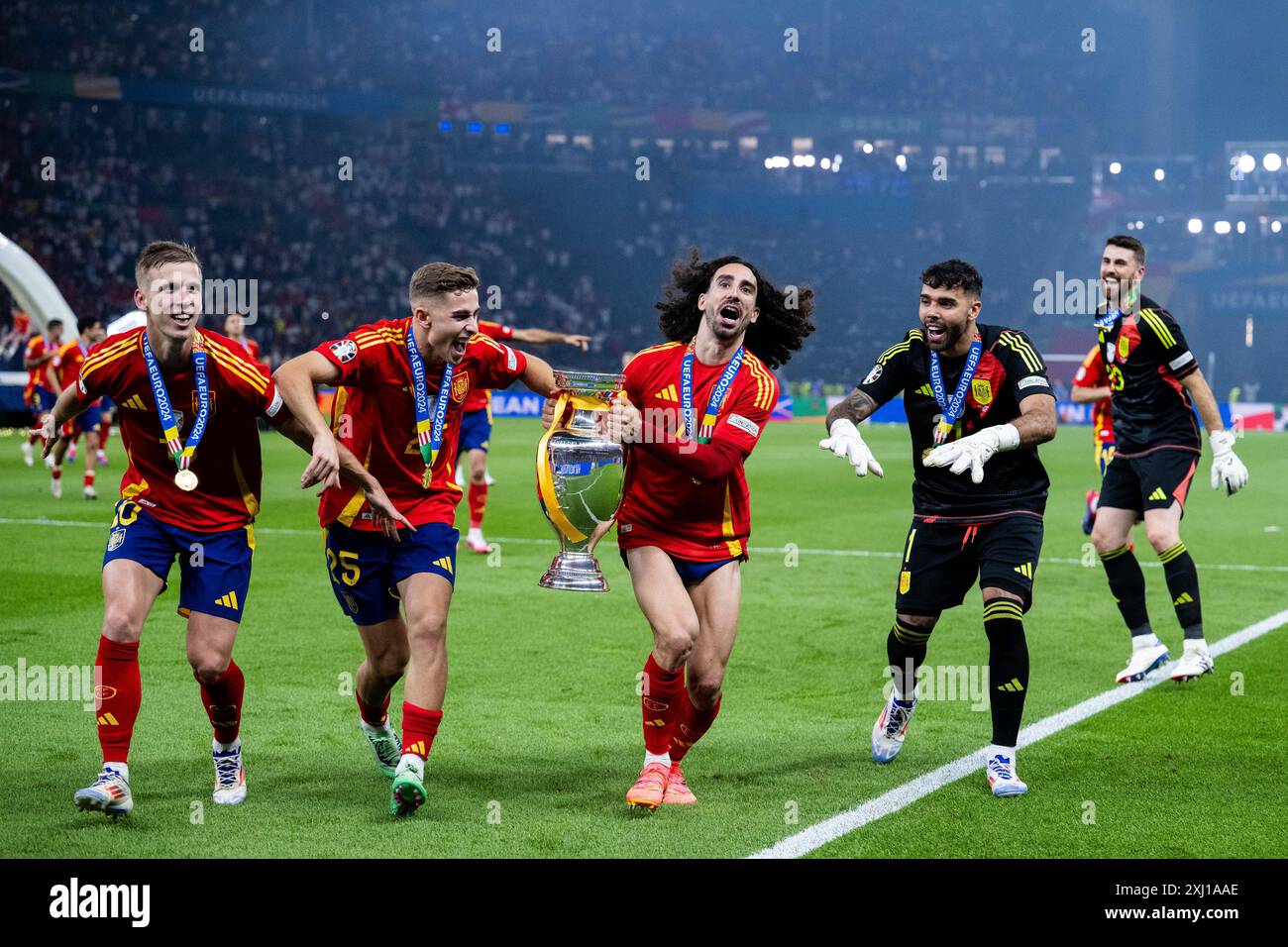 BERLIN, GERMANY - JULY 14: Dani Olmo, Fermin Lopez, Marc Cucurella ...