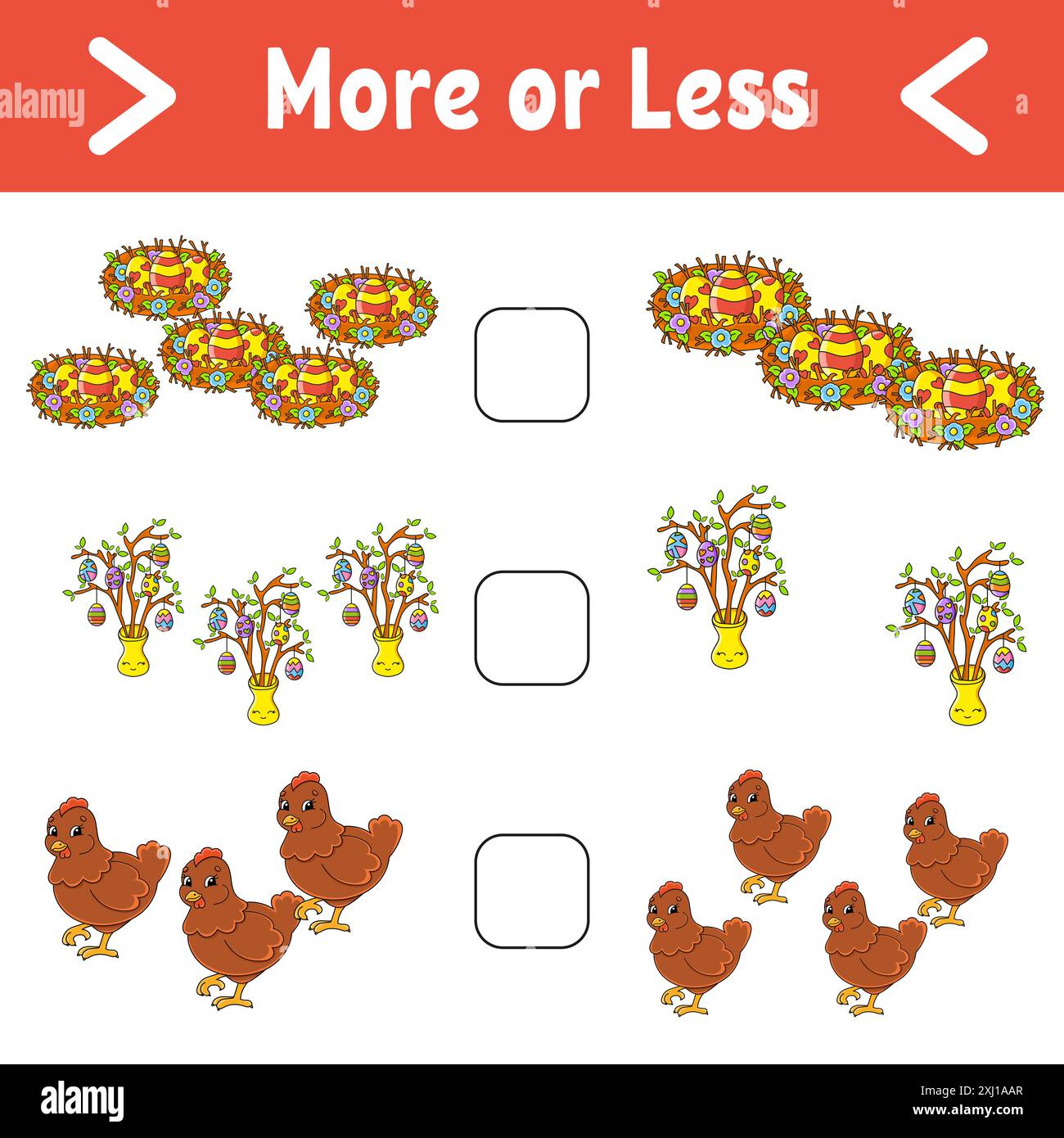 More or less. Educational activity worksheet for kids and toddlers ...