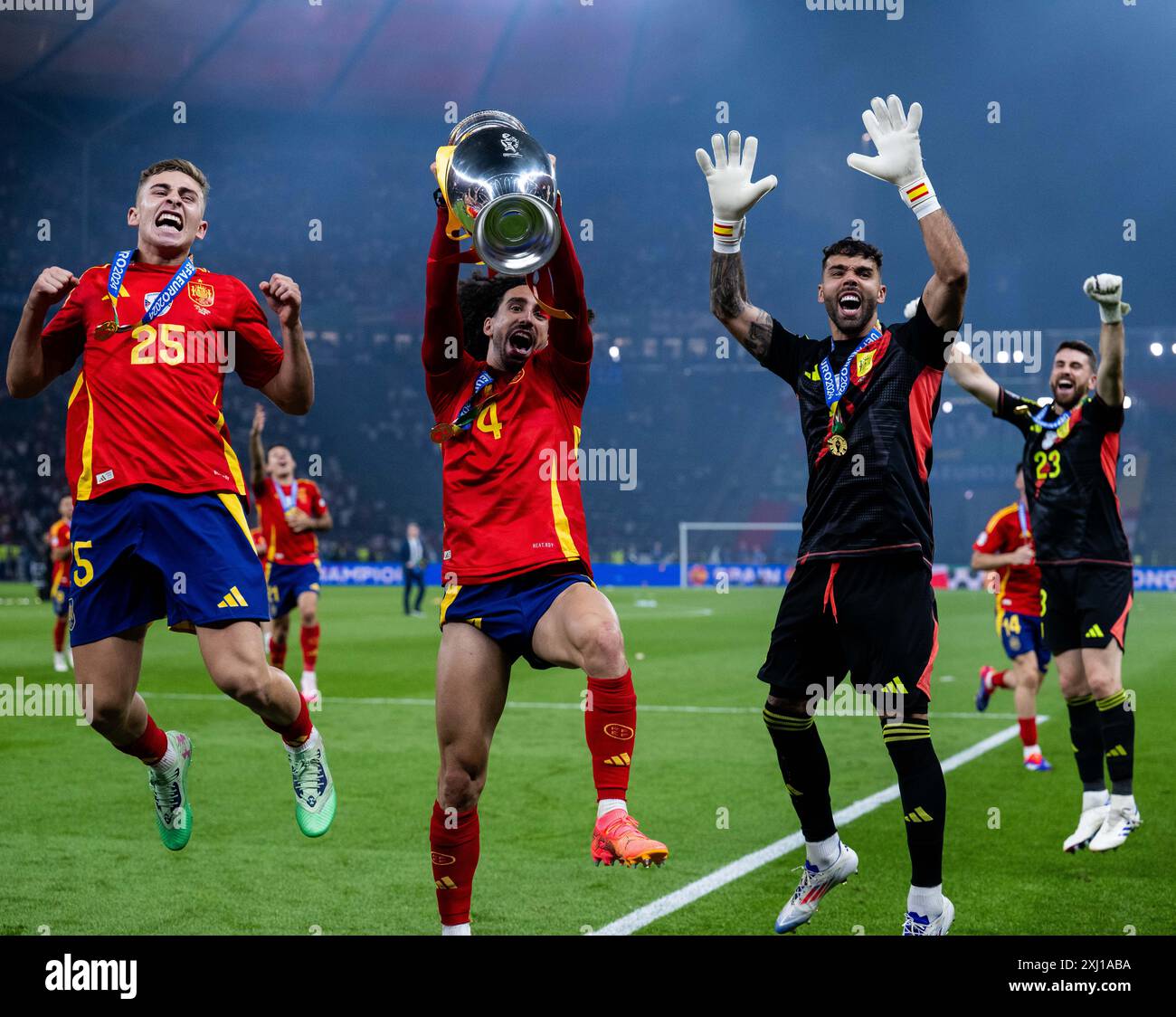 BERLIN, GERMANY - JULY 14: Dani Olmo, Fermin Lopez, Marc Cucurella ...