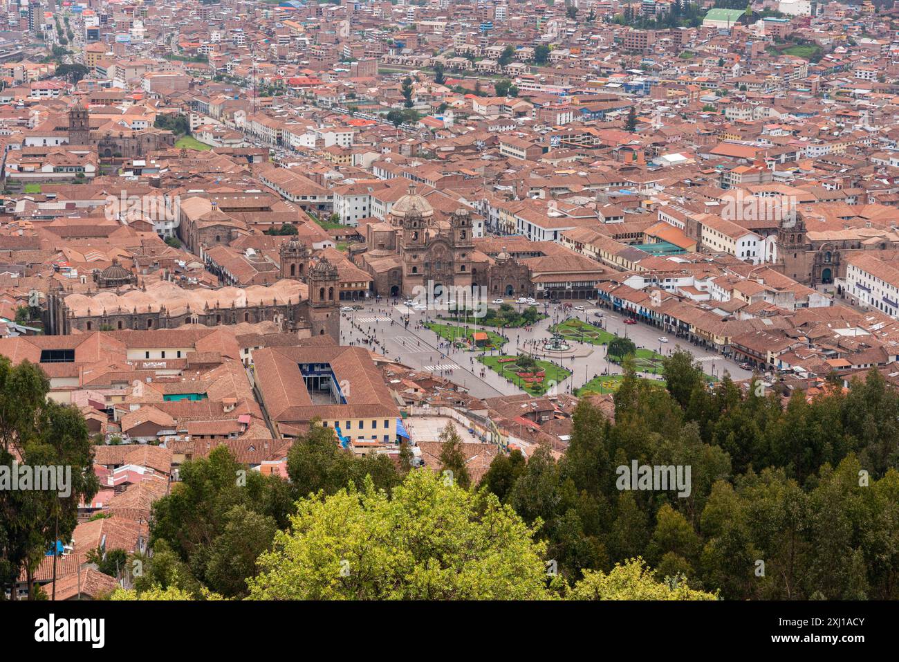 the panoramic view of main square of Cuzco city Stock Photo - Alamy
