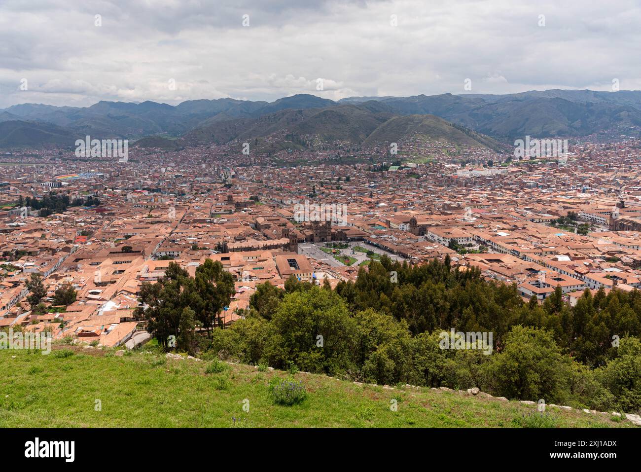the panoramic view of main square of Cuzco city Stock Photo - Alamy