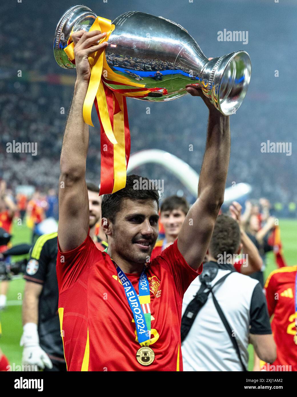 BERLIN, GERMANY - JULY 14: Rodri celebrates with a trophy during the ...