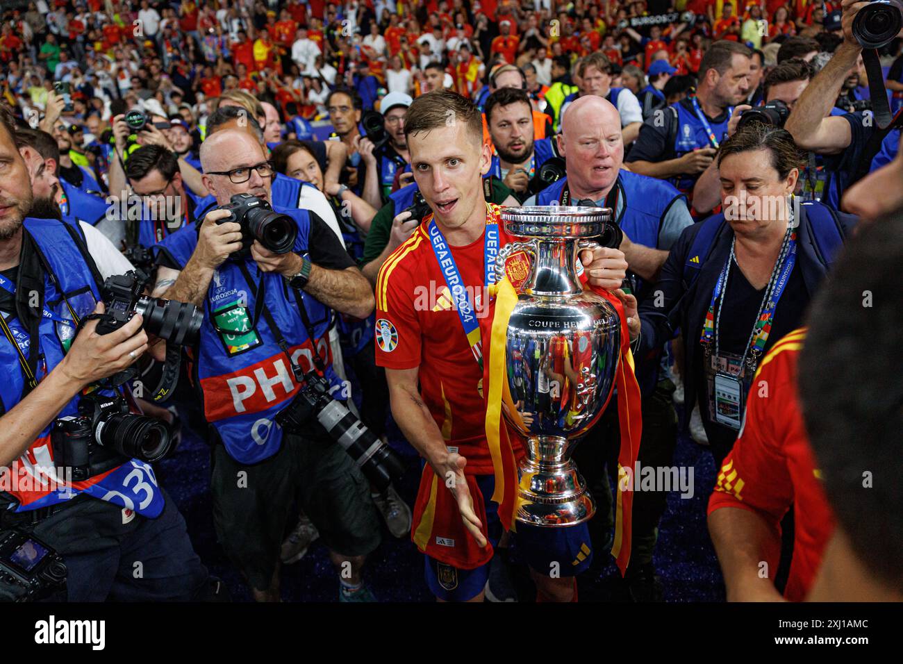 Dani Olmo seen celebrating after winning UEFA Euro 2024 final game ...