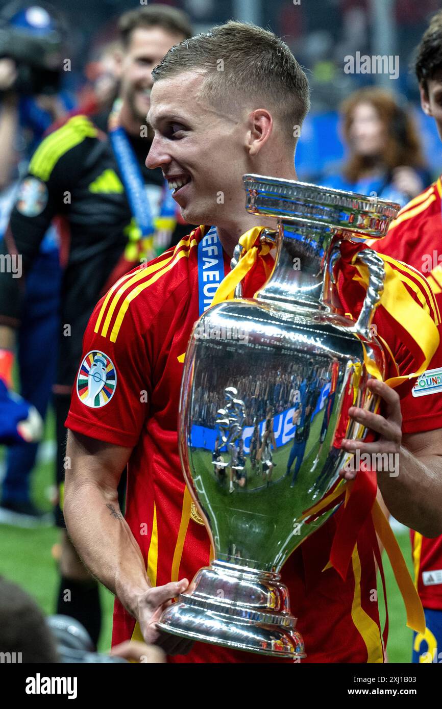 BERLIN, GERMANY - JULY 14: Dani Olmo celebrates with the trophy during ...