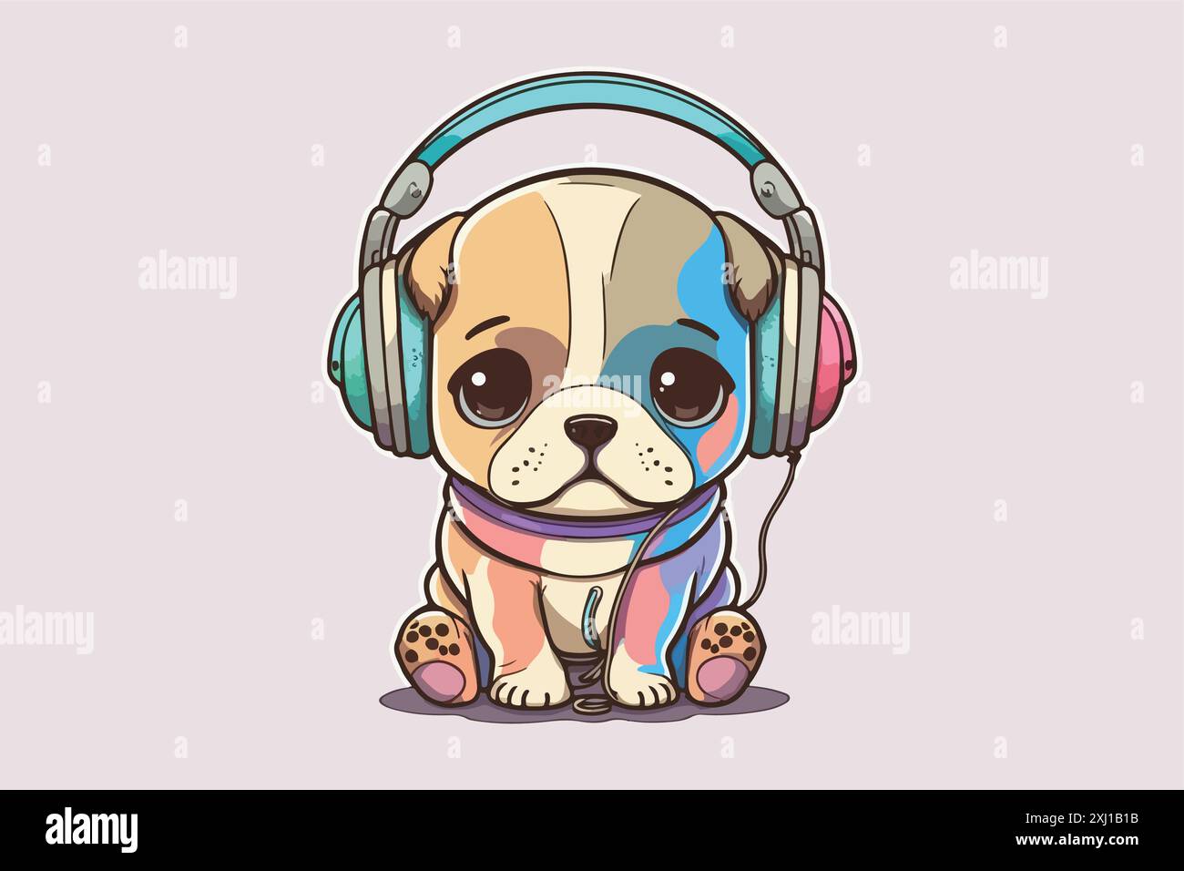 Dog wearing headphones vector illustration Stock Vector Image & Art - Alamy