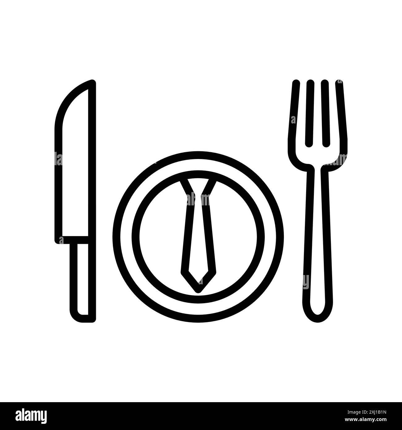 Business lunch, dinner icon linear logo mark set collection in black ...