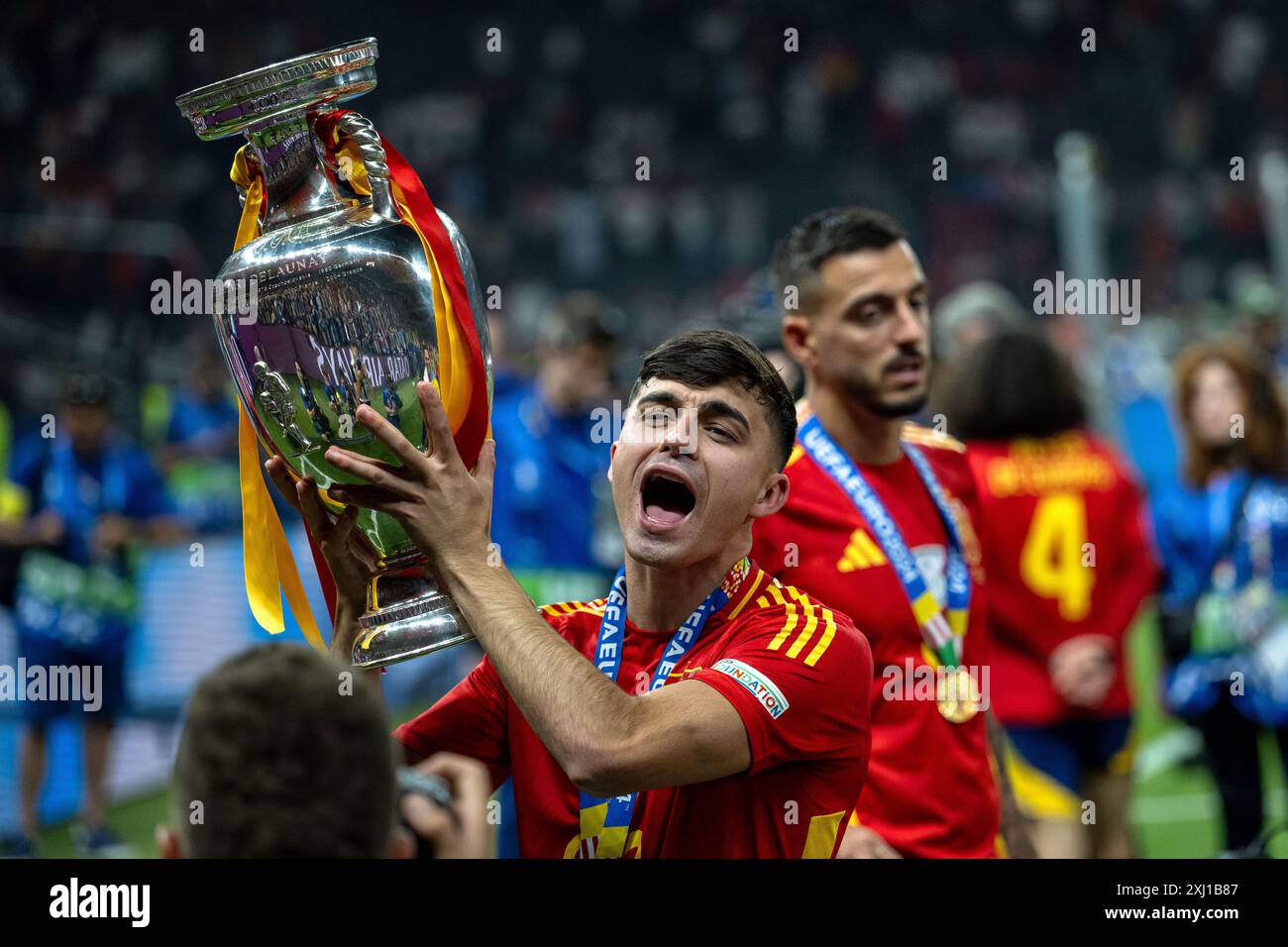 BERLIN, GERMANY - JULY 14: celebrates with the trophy during the ...