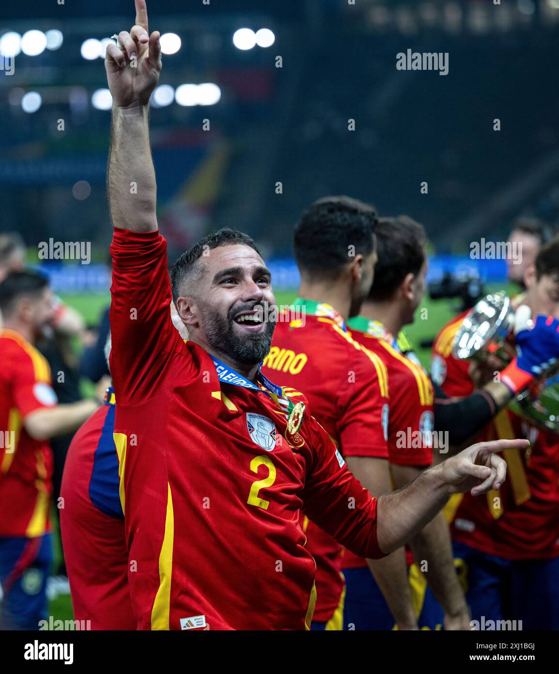BERLIN, GERMANY - JULY 14: Dani Carvajal celebrates during the ceremony ...
