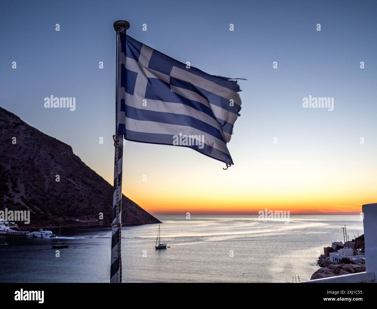 Sunset greek flag hi-res stock photography and images - Alamy