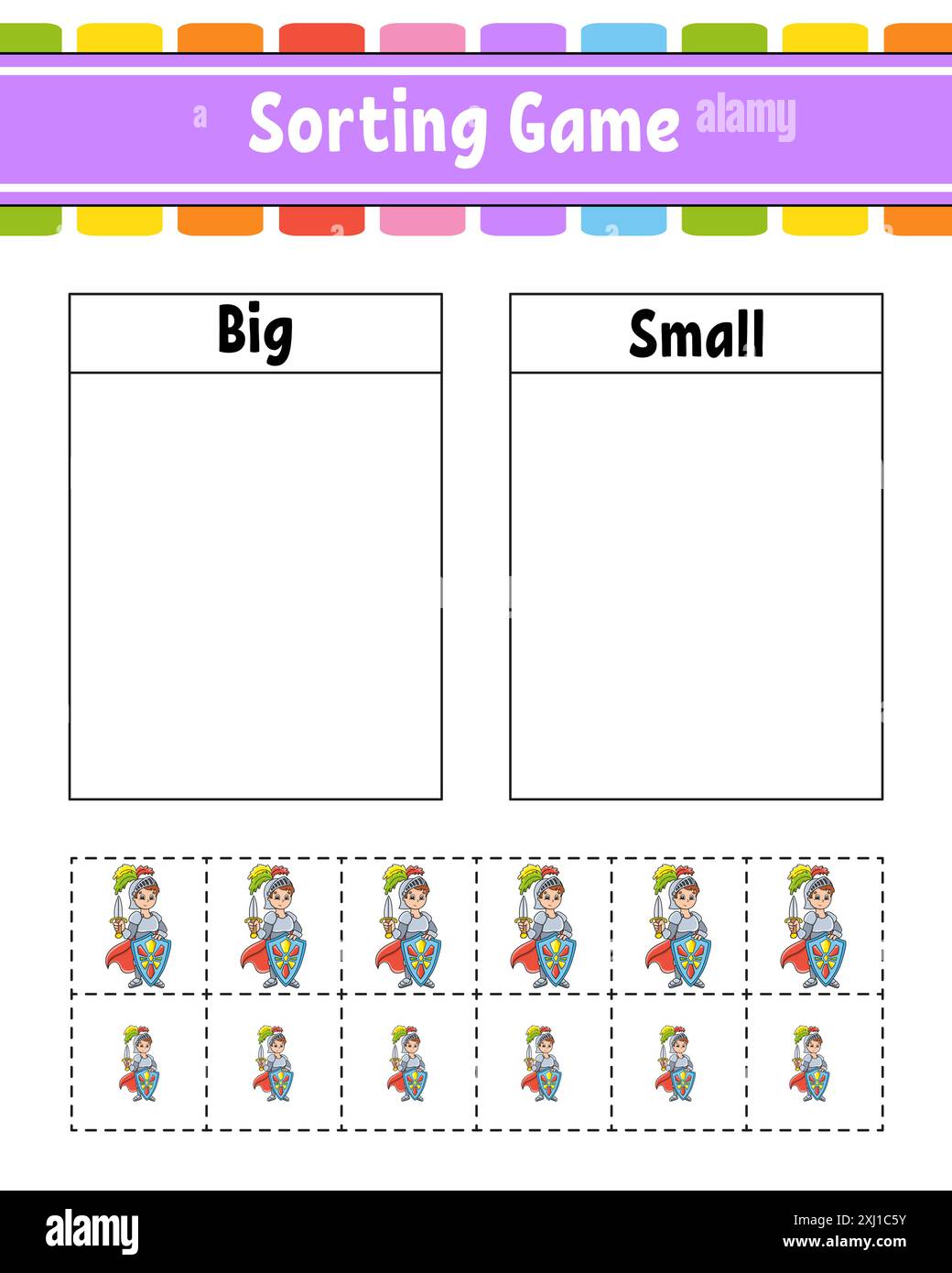 Sorting game for children. Happy characters. Big and small. Education ...