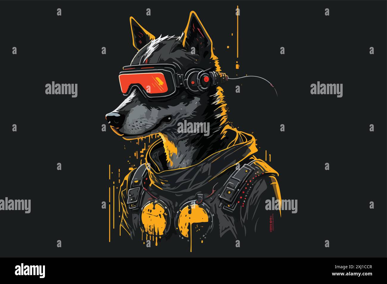 Dog cyberpunk vector illustration Stock Vector Image & Art - Alamy