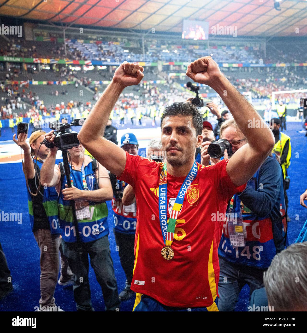 BERLIN, GERMANY - JULY 14: Rodri of Spain celebrates during the ...