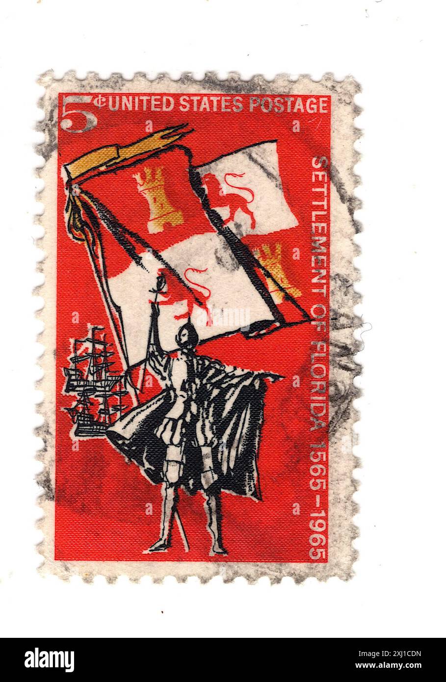 A vintage Settlement of Florida postage stamp from the USA on a white ...