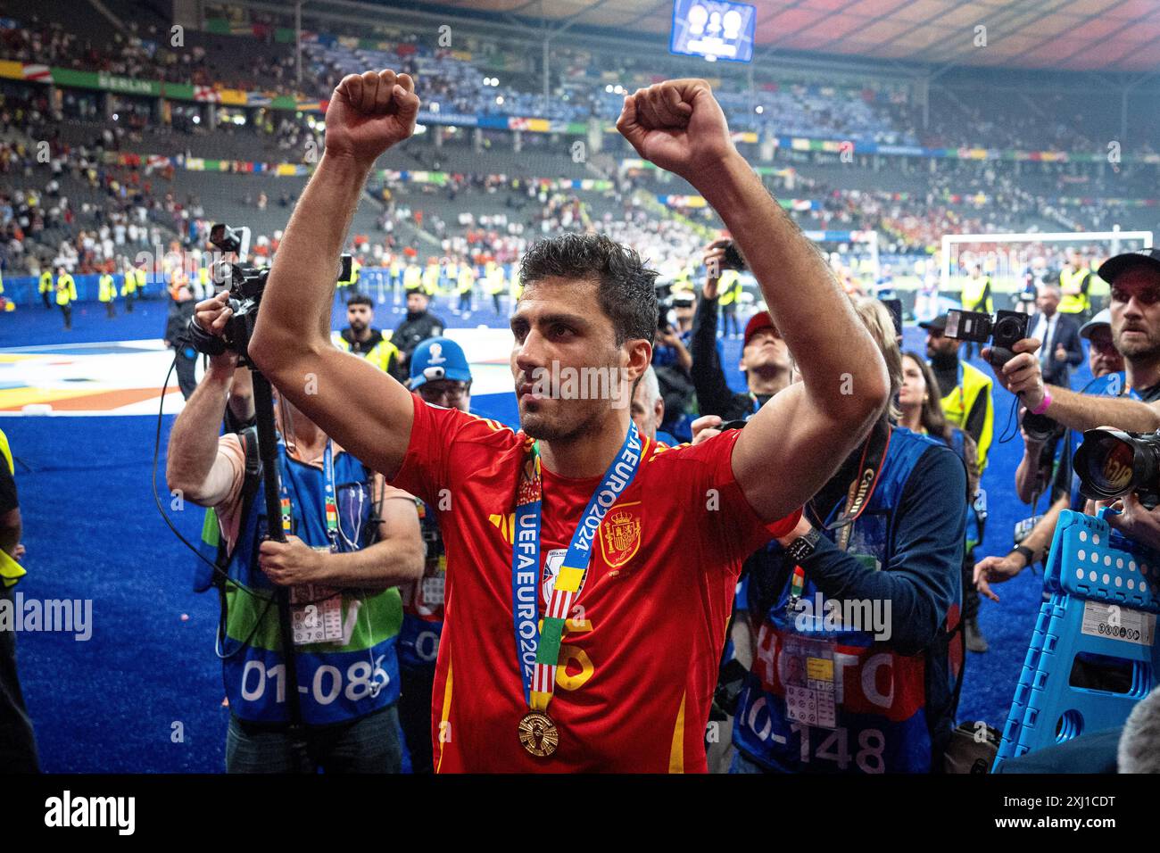 BERLIN, GERMANY - JULY 14: Rodri of Spain celebrates during the ...