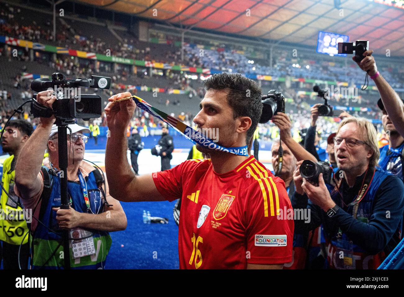 BERLIN, GERMANY - JULY 14: Rodri of Spain celebrates during the ...