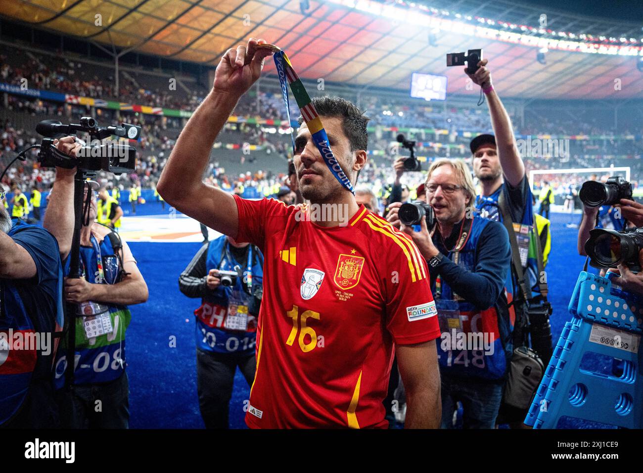 BERLIN, GERMANY - JULY 14: Rodri of Spain celebrates during the ...
