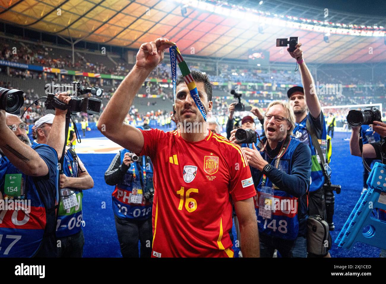 BERLIN, GERMANY - JULY 14: Rodri of Spain celebrates during the ...