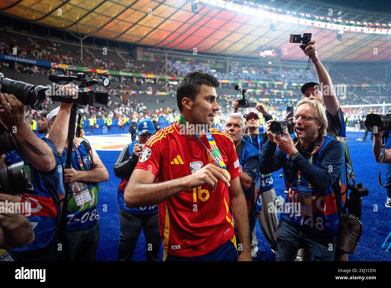 BERLIN, GERMANY - JULY 14: Rodri of Spain celebrates during the ...