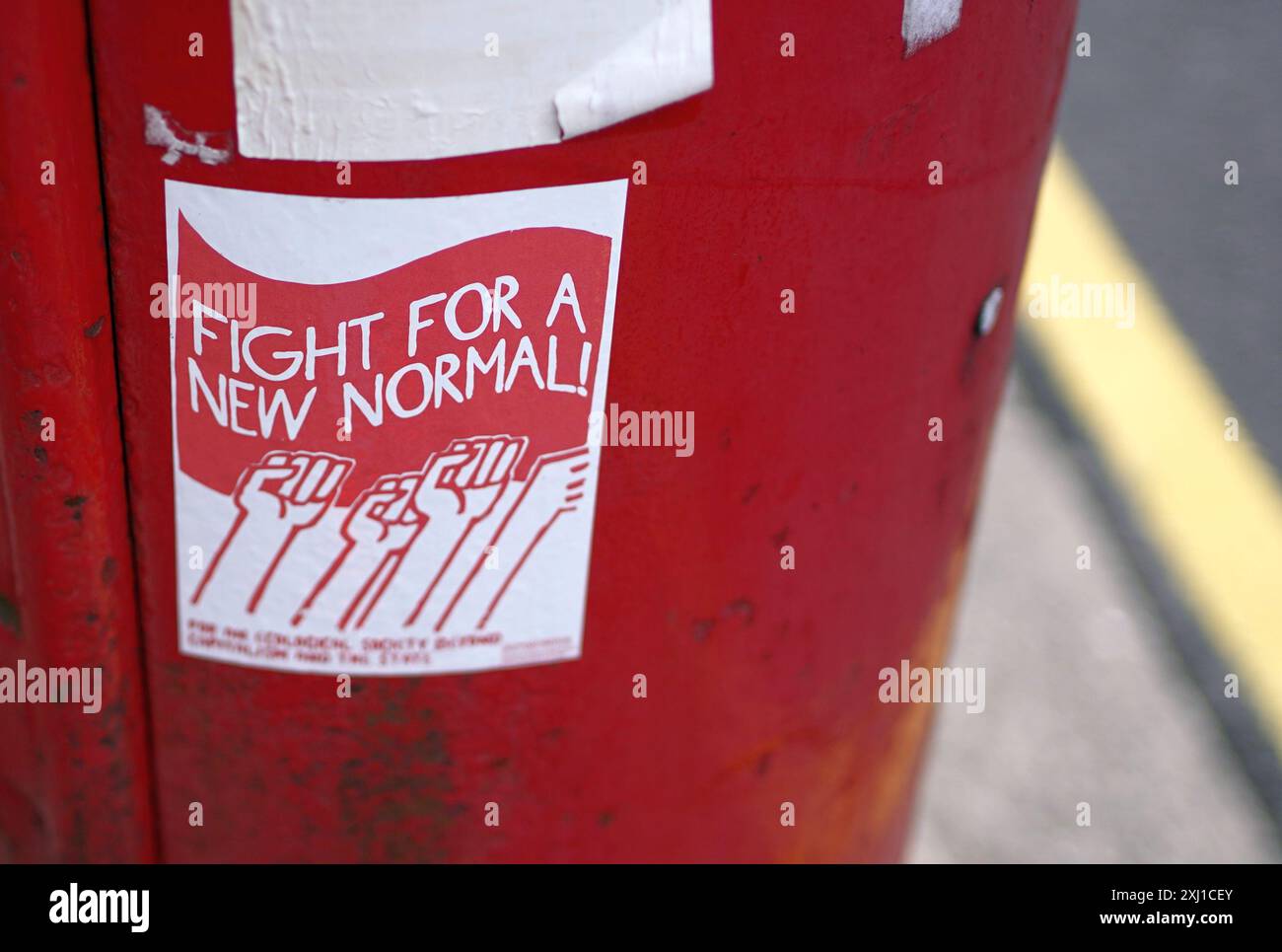 Fight for a New Normal, Lamp Post sticker in Cardiff, July 2024 Stock ...