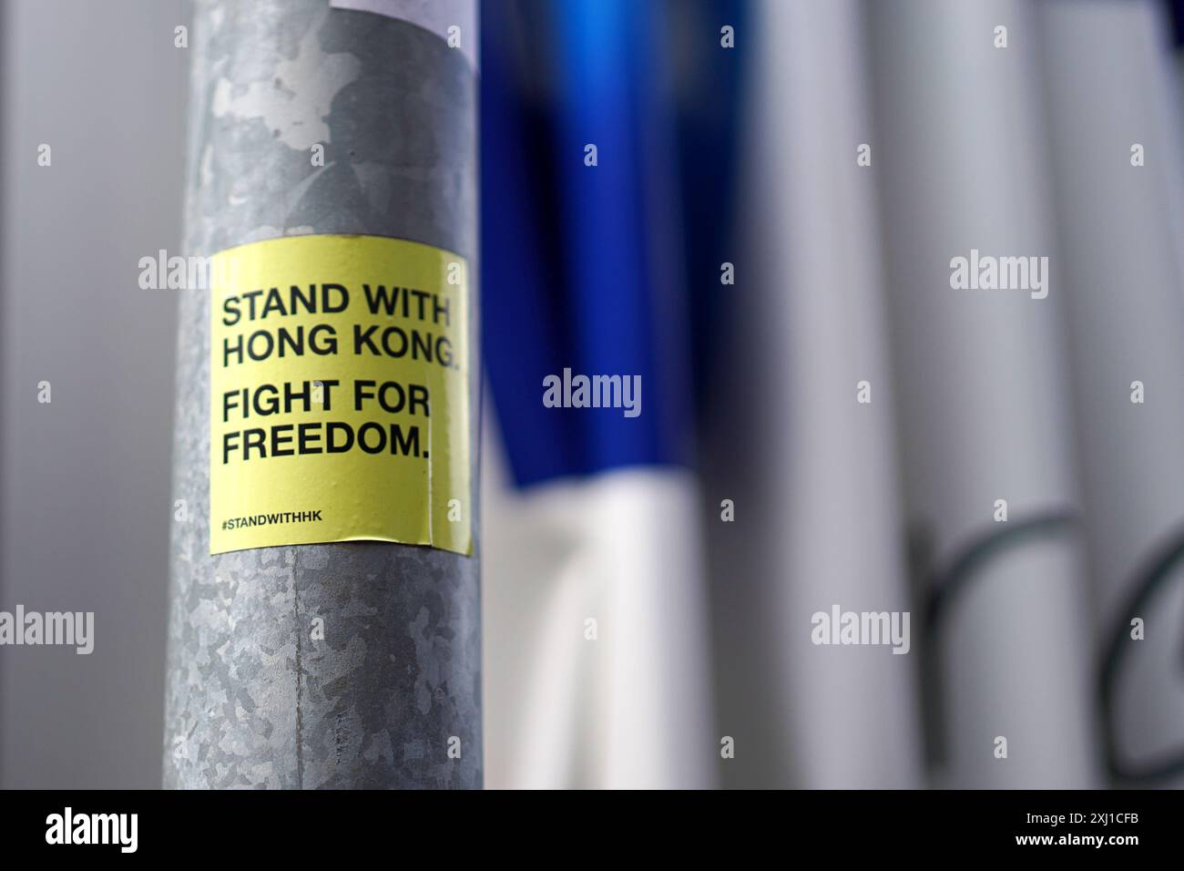 Stand with Hon Kong Lamp Post sticker in Cardiff, July 2024 Stock Photo ...