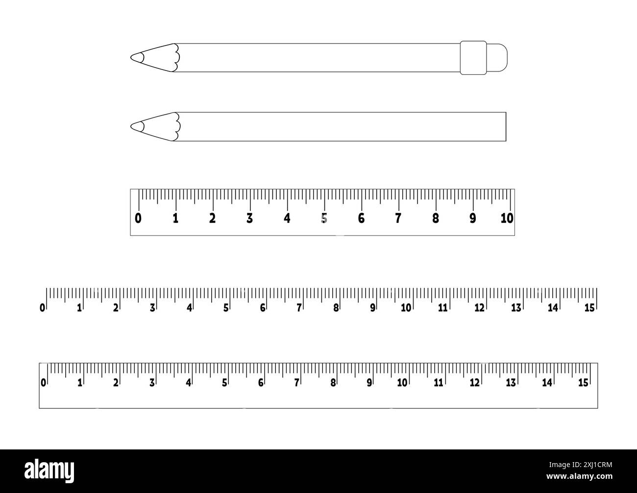 Wooden pencil with eraser. Outline contour. Design element. Vector ...