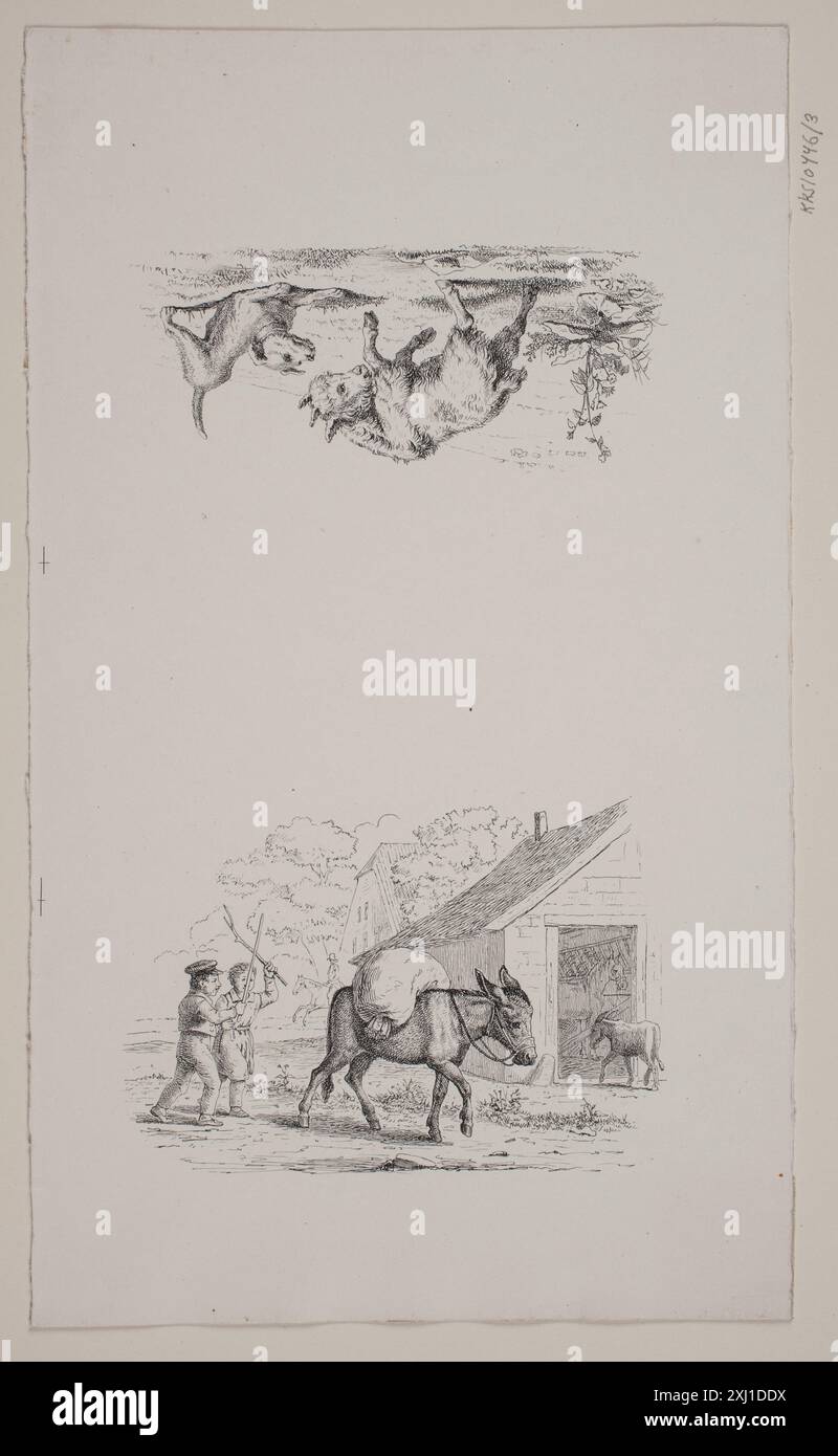 Two lithograph illustrations by Otto Speckter for W. Hey's fables ...