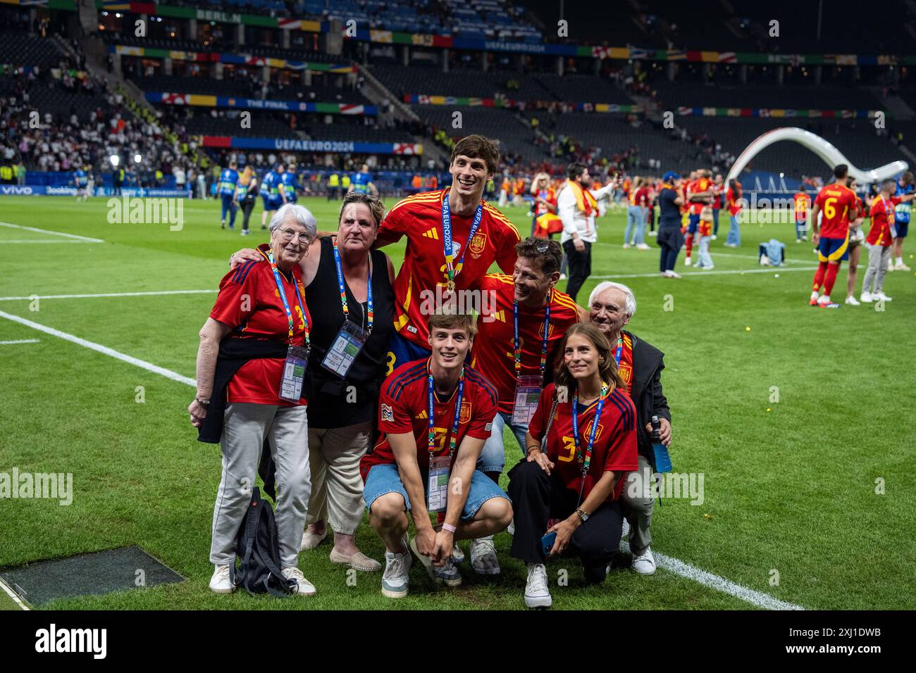 BERLIN, GERMANY - JULY 14: Robin Le Normand of Spain with a family ...