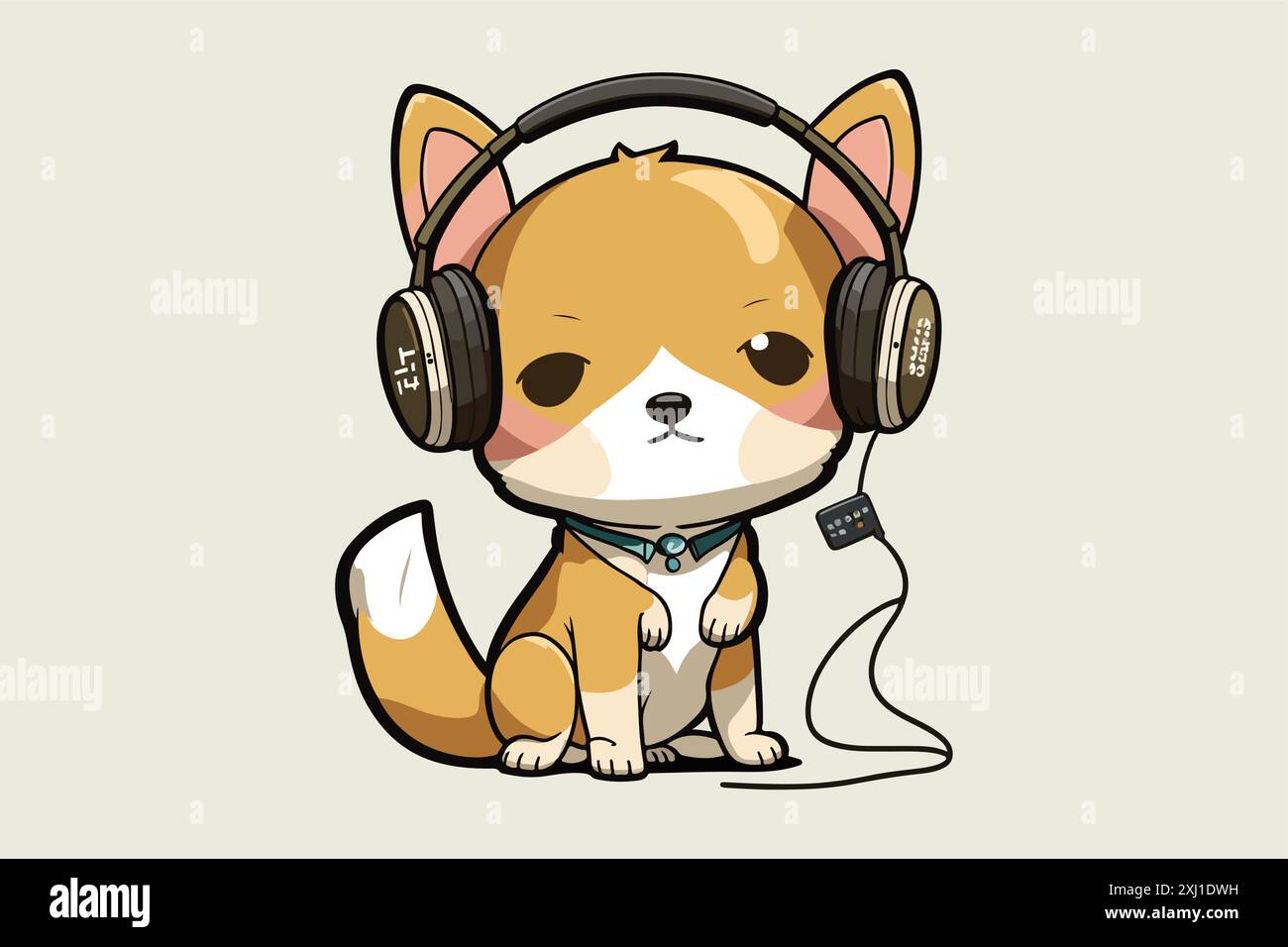 Dog wearing headphones vector illustration Stock Vector Image & Art - Alamy