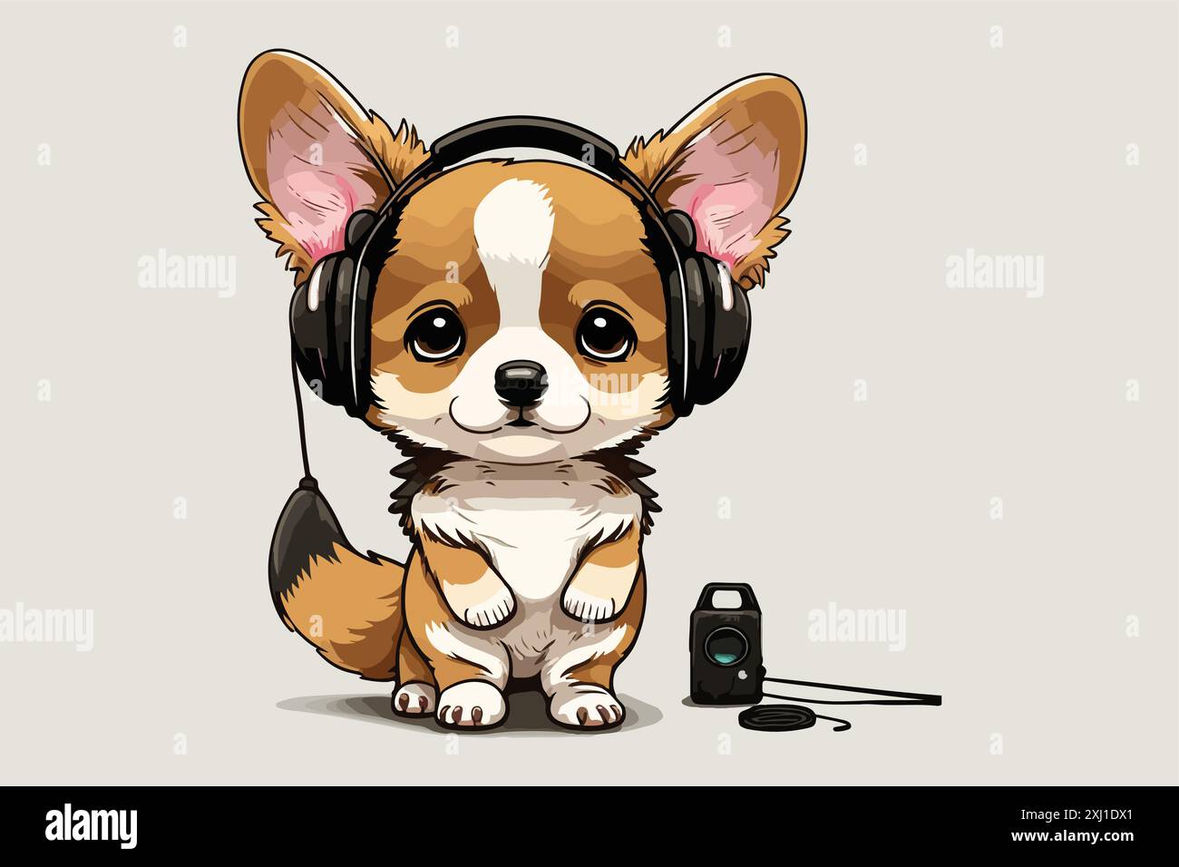 Dog wearing headphones vector illustration Stock Vector Image & Art - Alamy