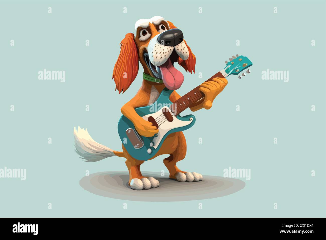 Dog playing guitar vector illustration Stock Vector Image & Art - Alamy