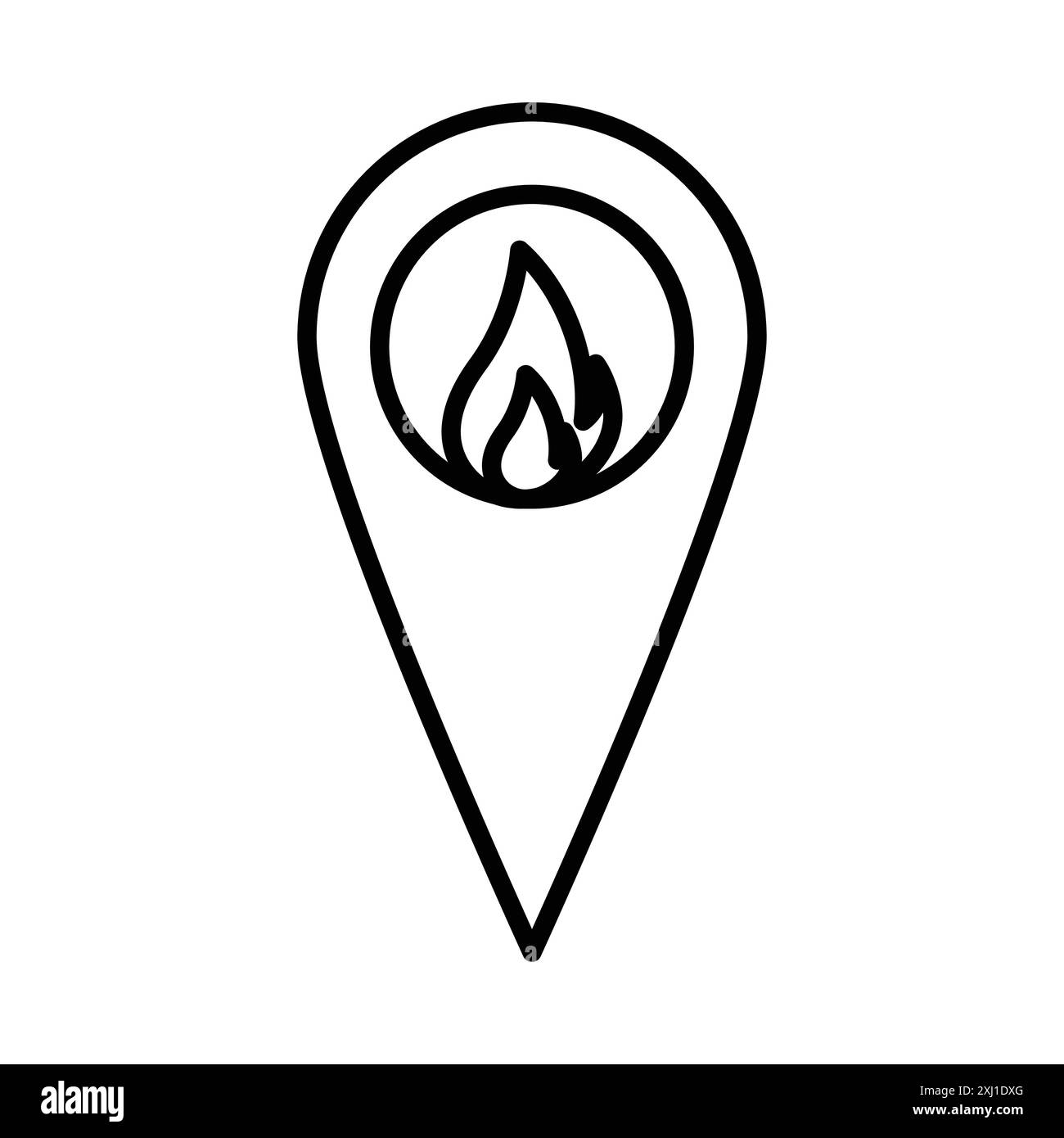 Fire Location Icon Linear Logo Mark Set Collection In Black And White For Web Stock Vector Image