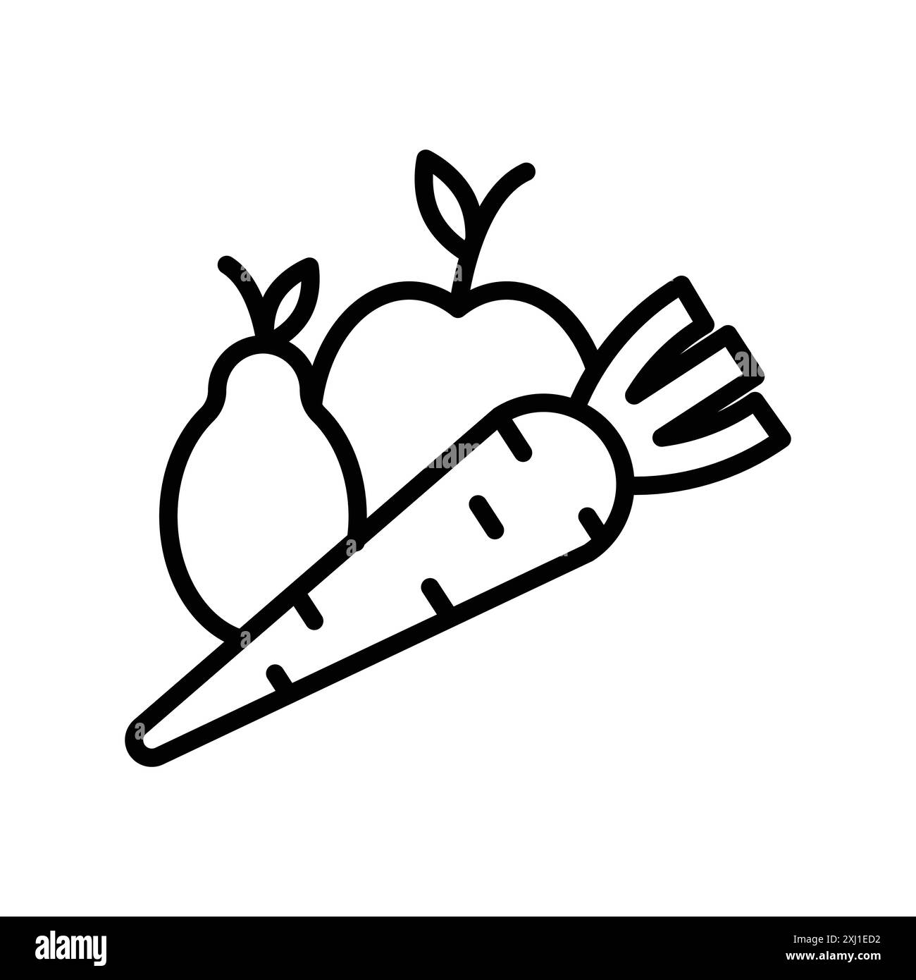 Fruits and vegetables icon linear logo mark set collection in black and ...