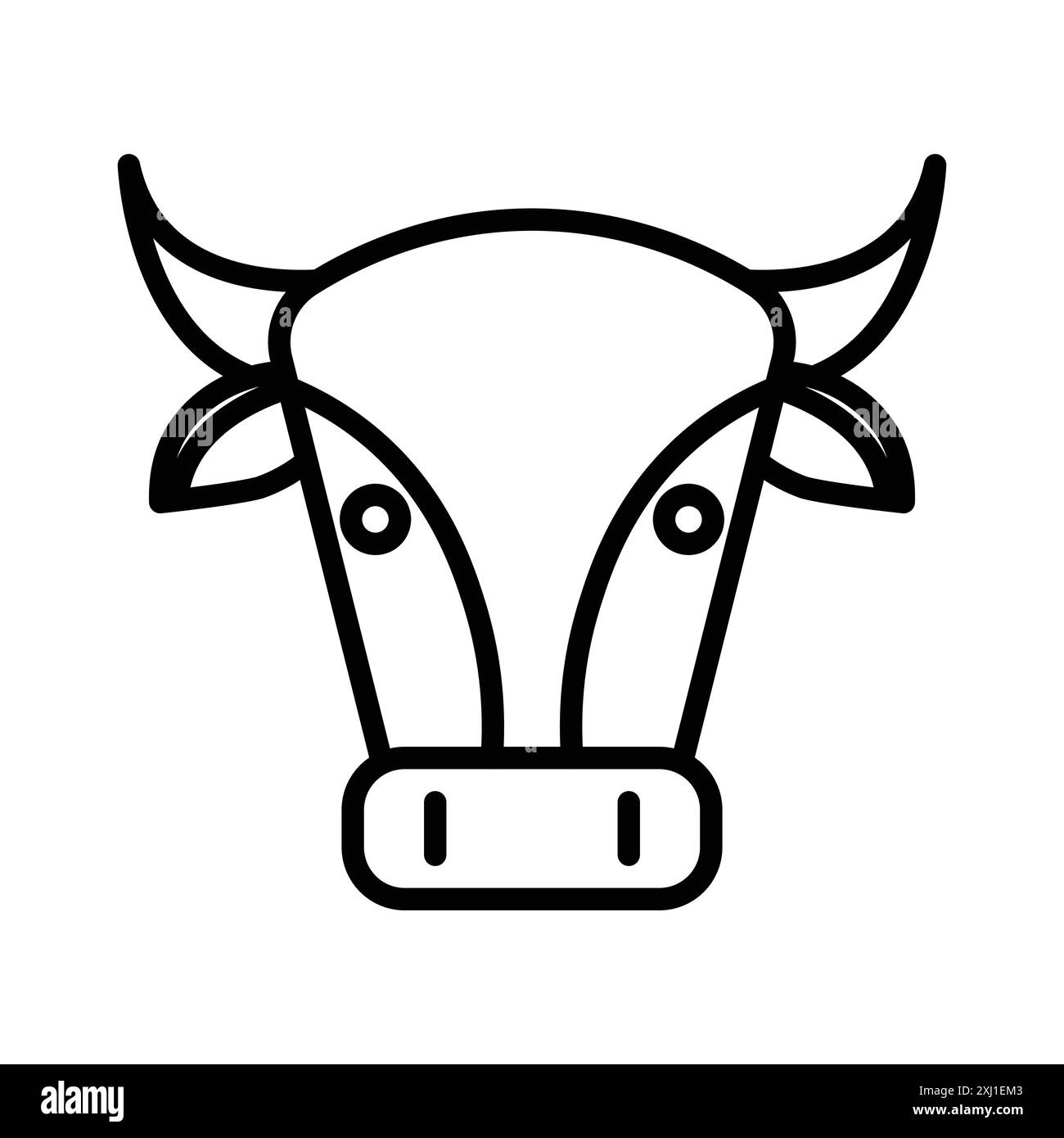 Cow Head Icon Linear Logo Mark Set Collection In Black And White For