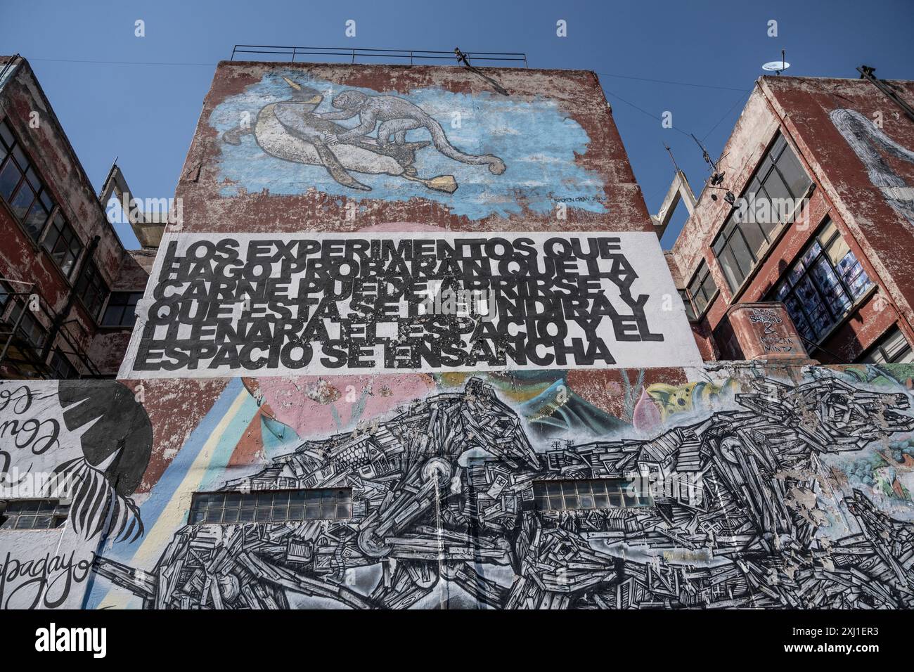 Various colorful drawings and sketches on the exterior walls of ...