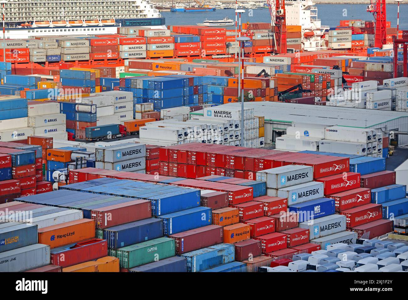 Salerno, Italy - June 27, 2014: Aerial View of Shipping Containers at ...