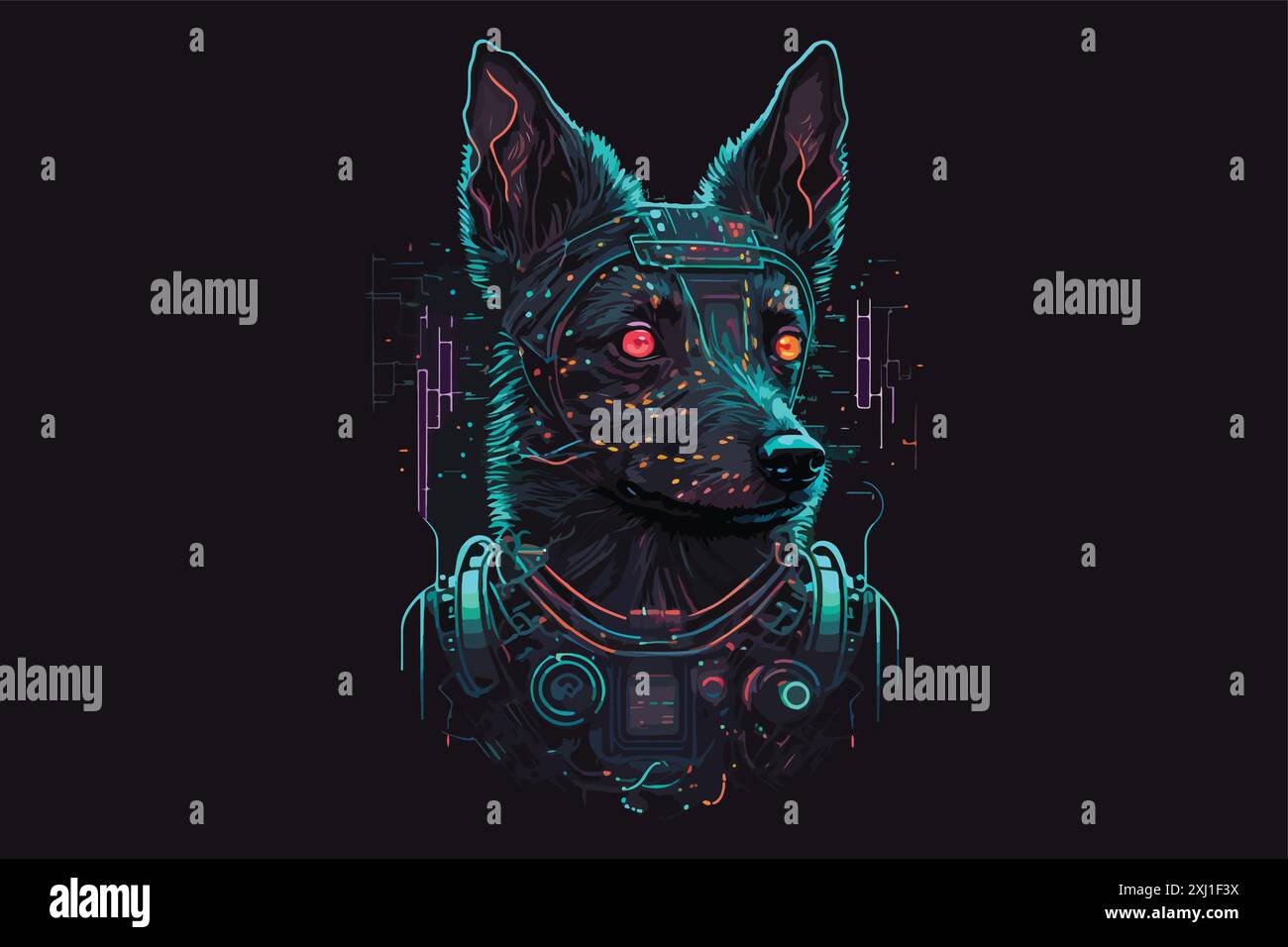 Dog cyberpunk vector illustration Stock Vector Image & Art - Alamy