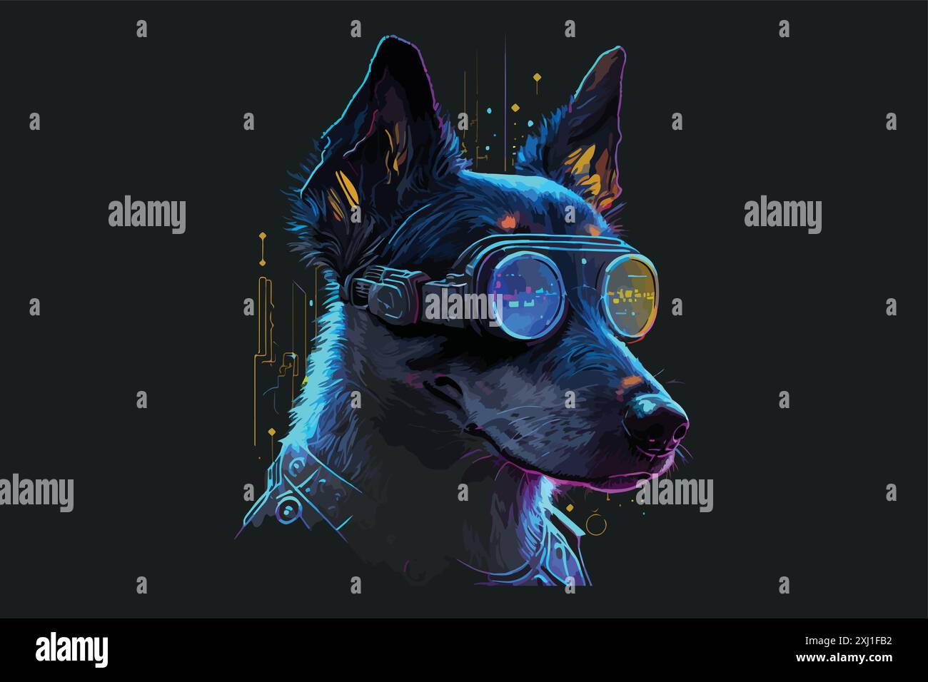 Dog cyberpunk vector illustration Stock Vector Image & Art - Alamy