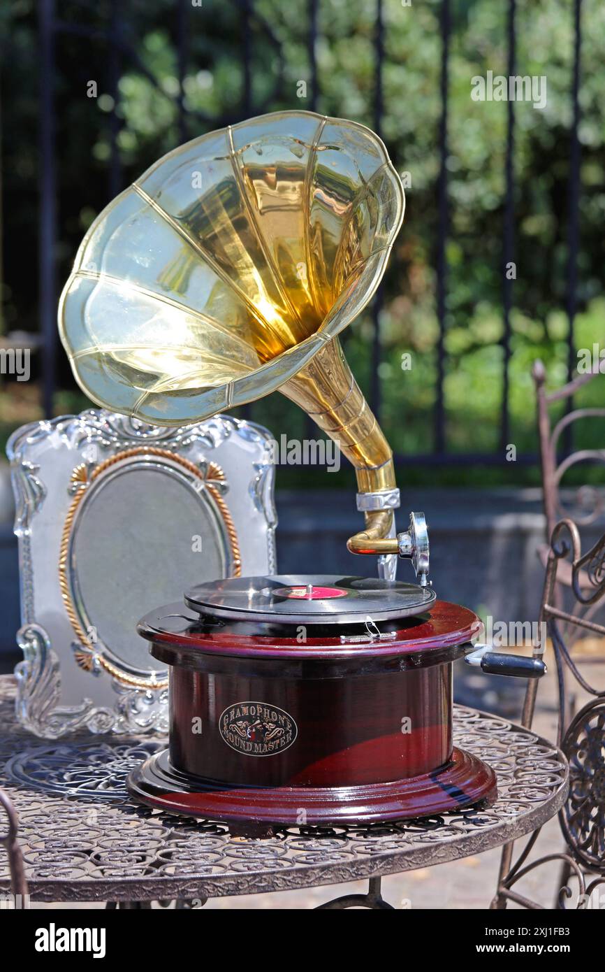 Naples, Italy - June 22, 2014: Old Gramophone Sound Master Turntable ...