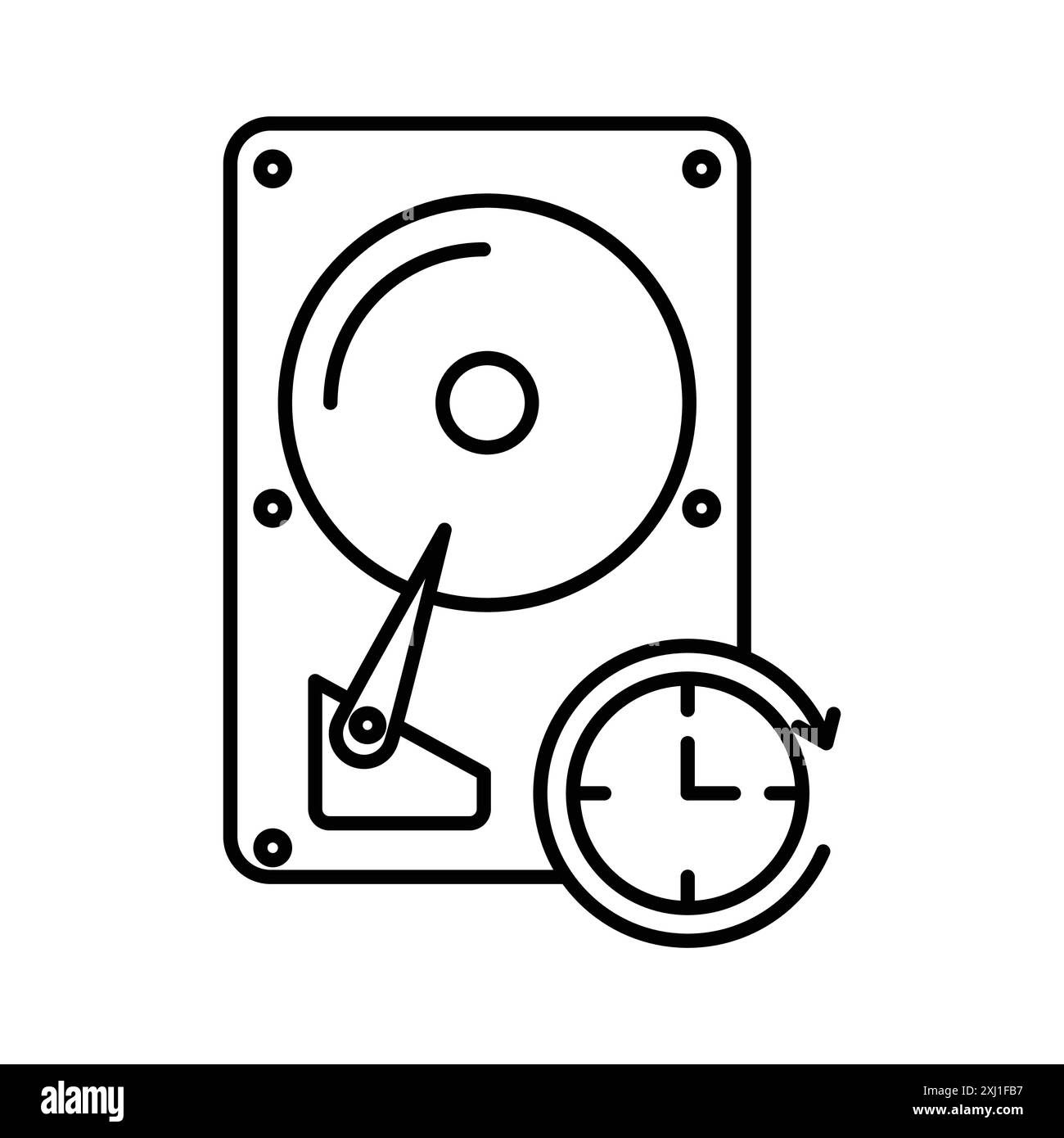 Hard disk drive icon linear logo mark set collection in black and white ...