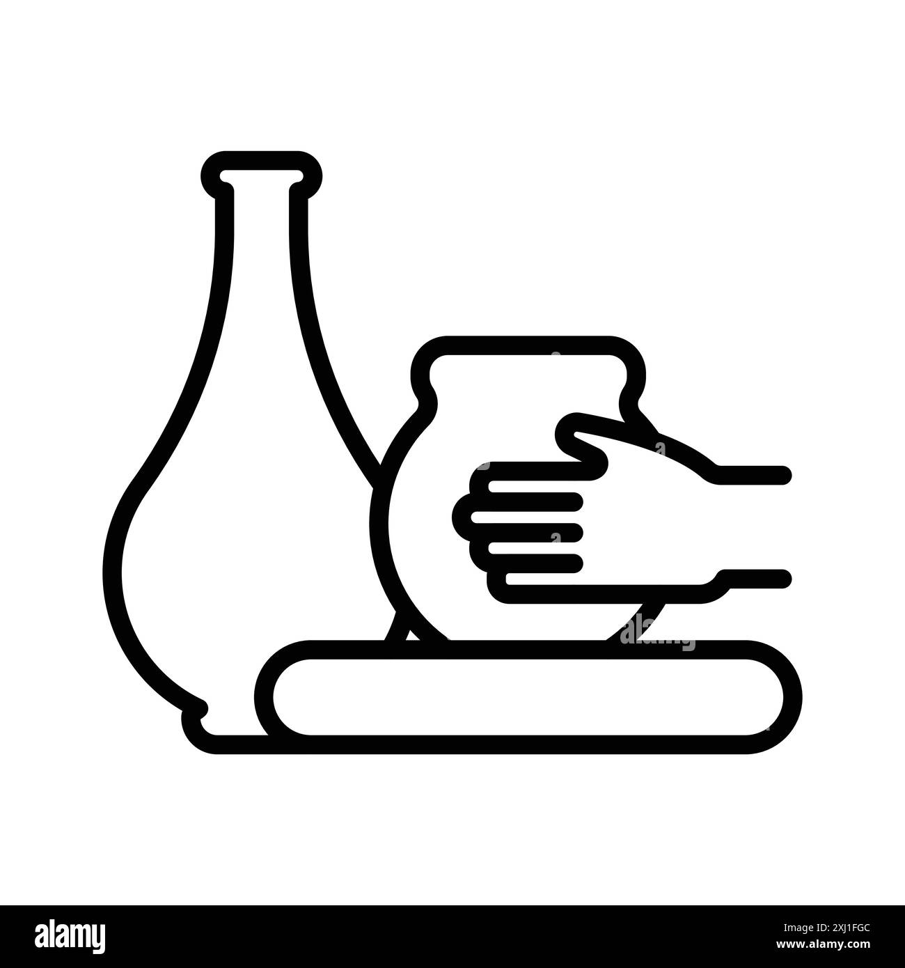 Handmade pottery icon linear logo mark set collection in black and ...