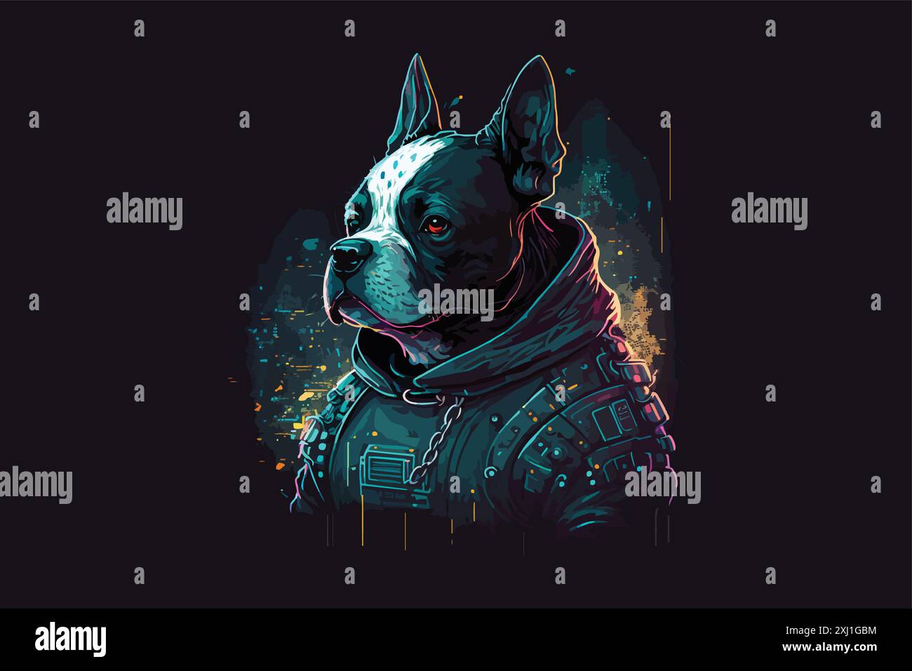 Dog cyberpunk vector illustration Stock Vector Image & Art - Alamy
