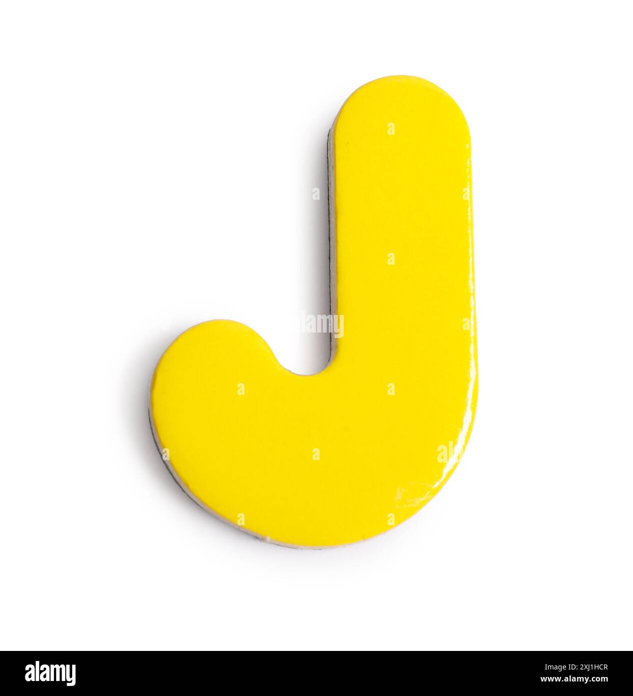 Yellow magnetic letter J isolated on white, top view. Alphabet Stock ...